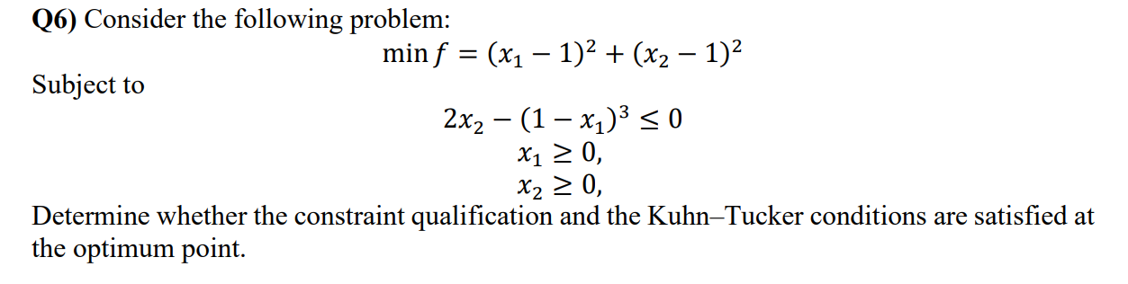 Solved Q6) Consider the following problem: | Chegg.com