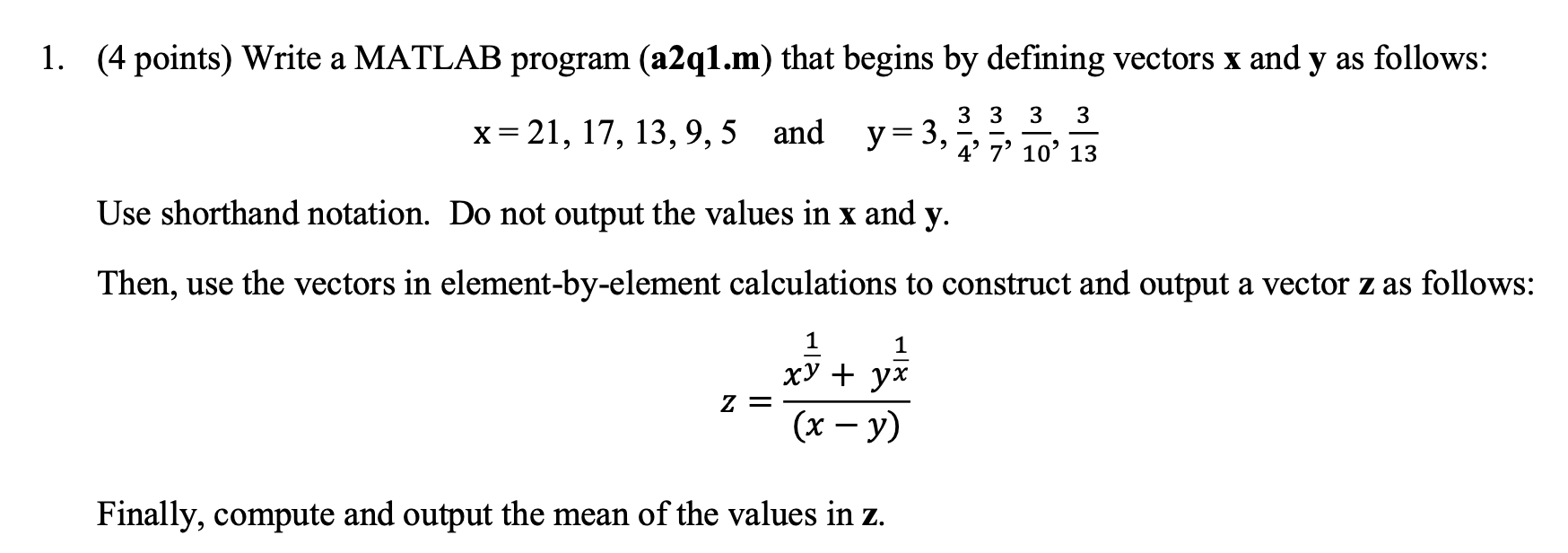 Solved x=21,17,13,9,5 and y=3,43,73,103,133 Use shorthand | Chegg.com