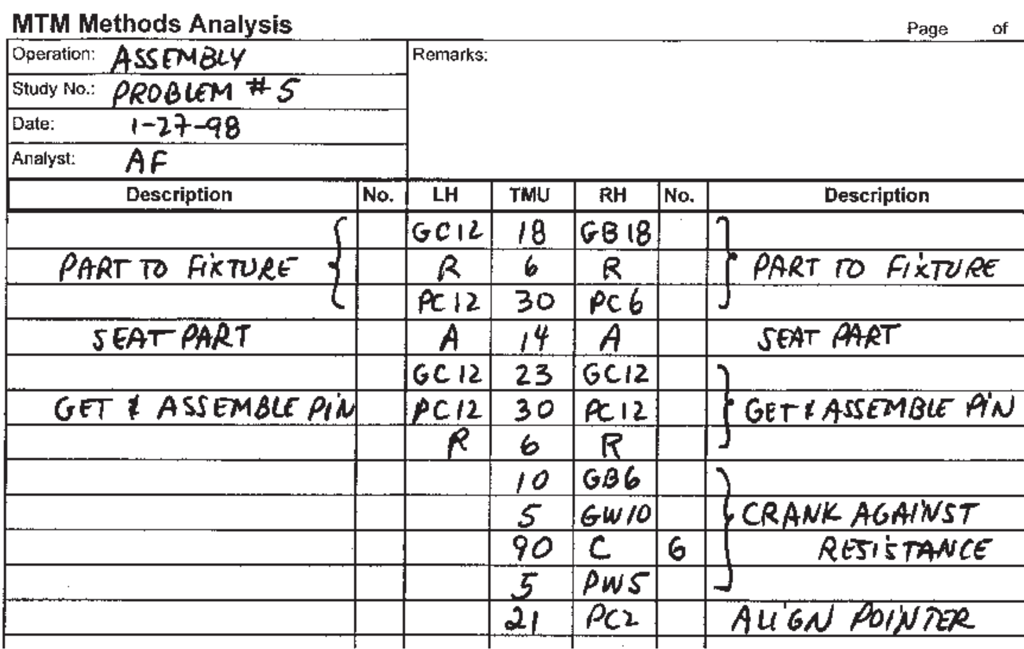 Solved Develop a BasicMOST analysis of the paper sequence of | Chegg.com