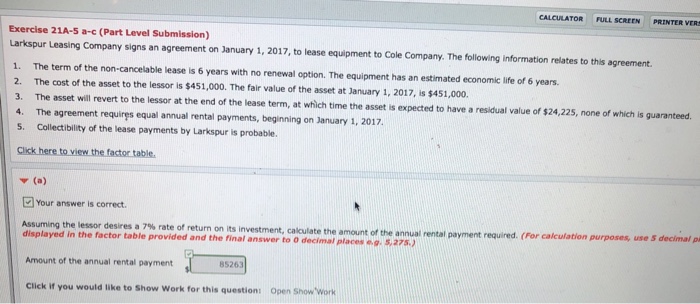 Solved CALCULATOR FULL SCREEN PRINTER VERS Exercise 21A-5 | Chegg.com