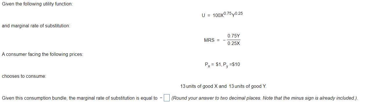 Solved Given the following ﻿utility | Chegg.com
