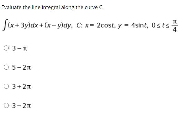 Solved Evaluate the line integral along the curve C. | Chegg.com