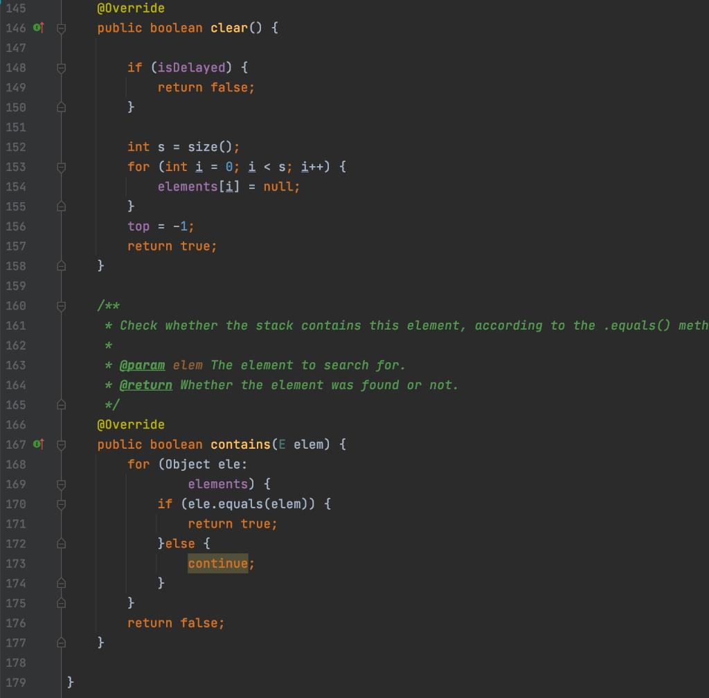 Solved This is a stacked code in java, and there are some | Chegg.com