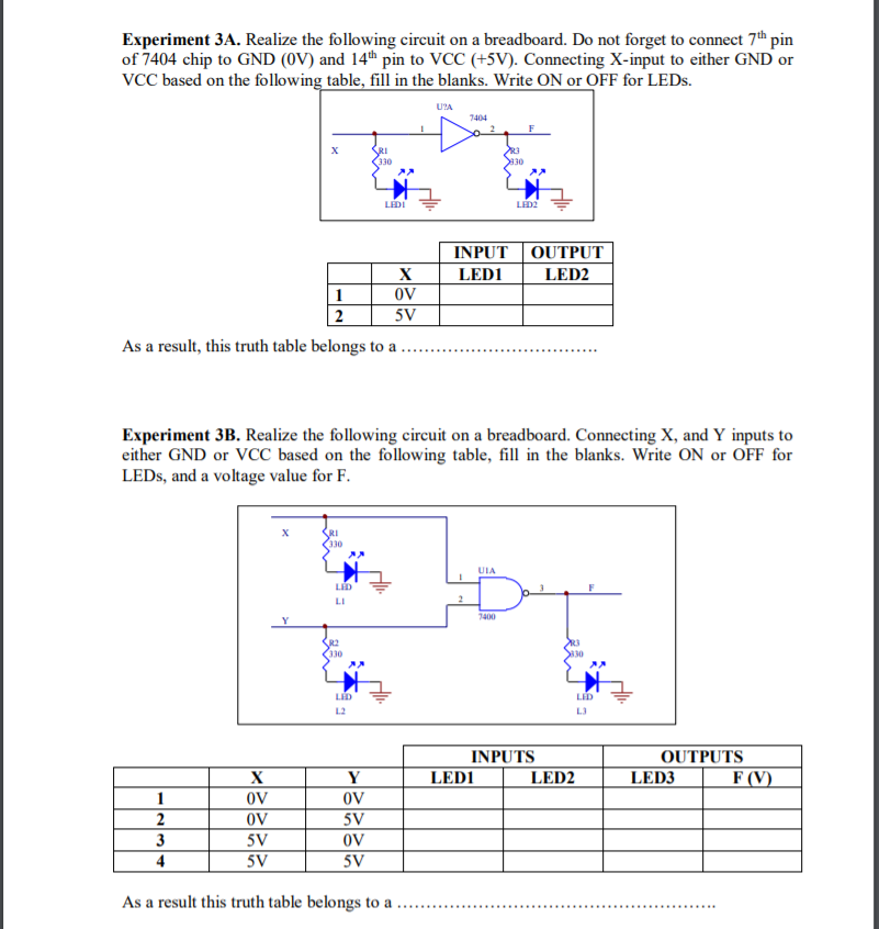 Solved Experiment 3A. Realize the following circuit on a | Chegg.com
