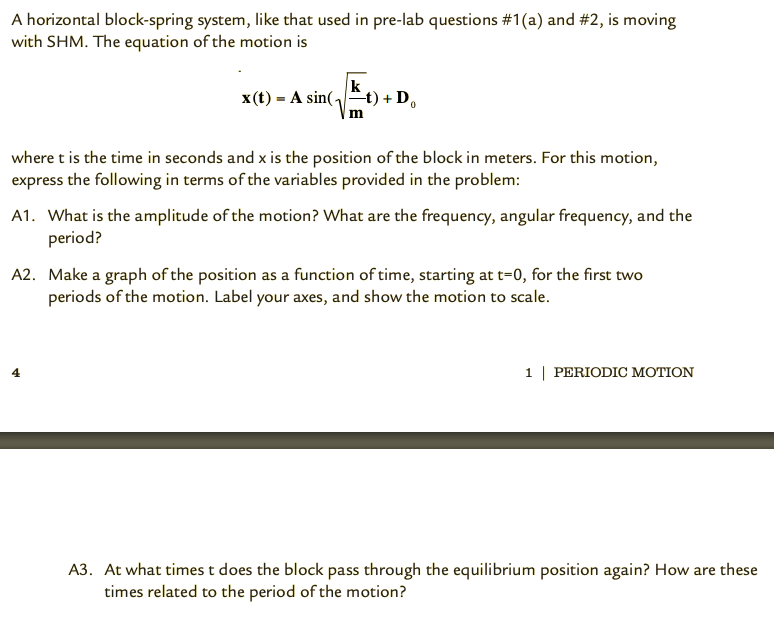 Solved A horizontal block-spring system, like that used in | Chegg.com