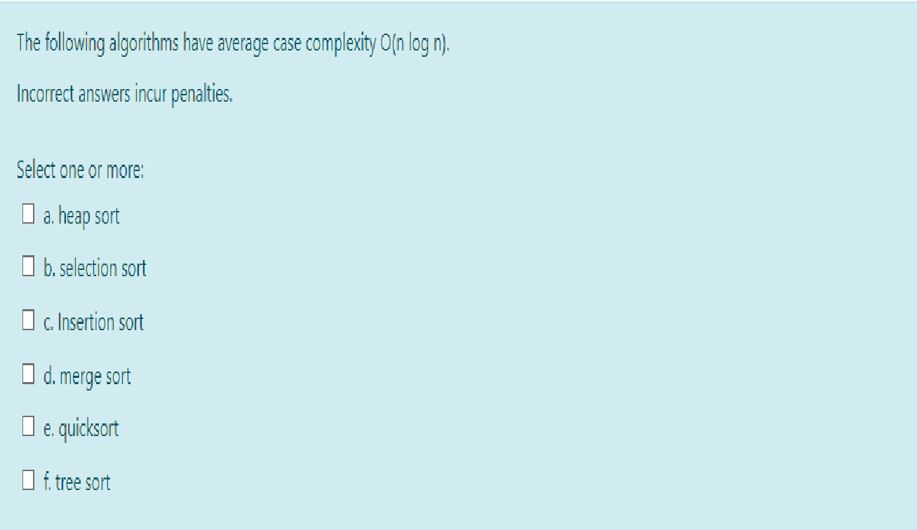 Solved The Following Algorithms Have Average Case Complexity 3174