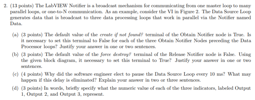 2. (13 points) The LabVIEW Notifier is a broadcast | Chegg.com