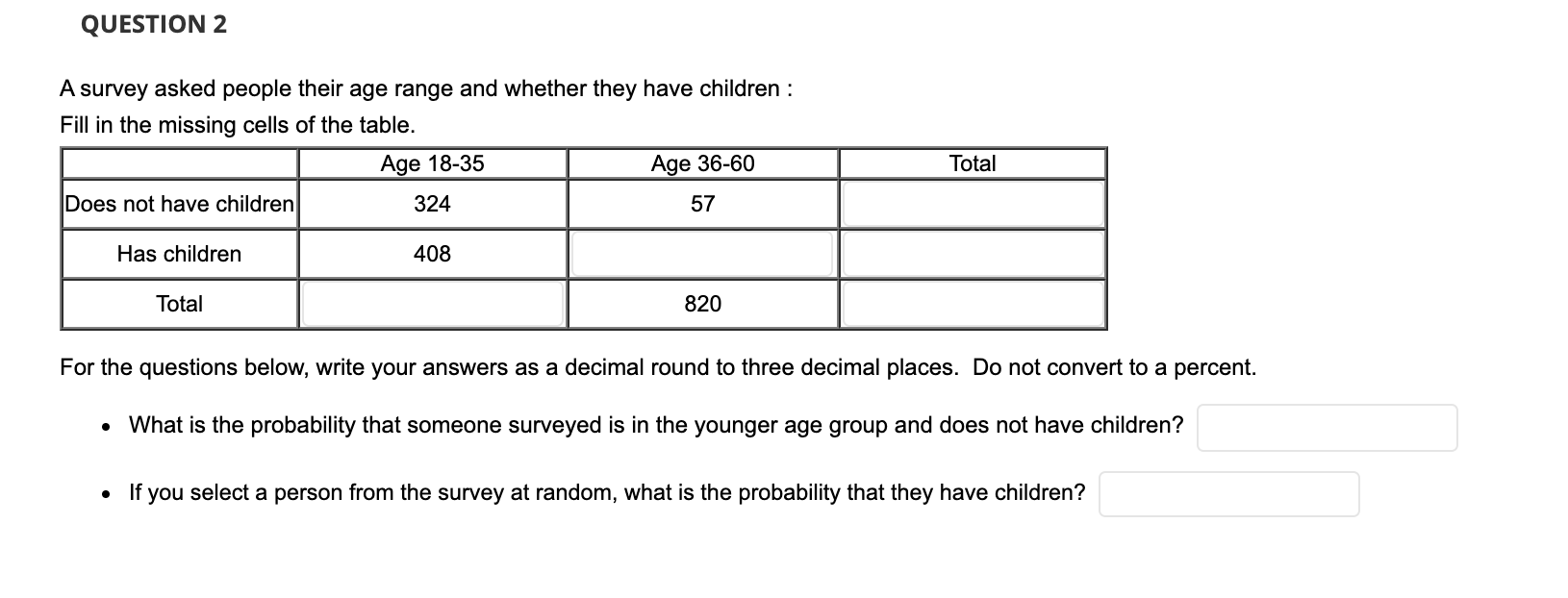 Solved QUESTION 2 A survey asked people their age range and | Chegg.com
