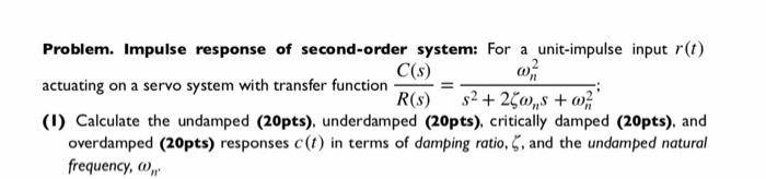 Solved Problem. Impulse response of second-order system: For | Chegg.com