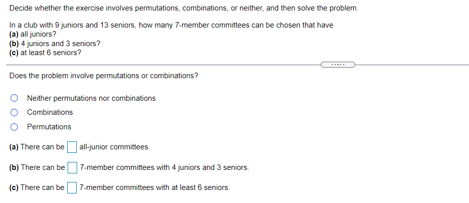 Solved Decide whether the exercise involves permutations, | Chegg.com
