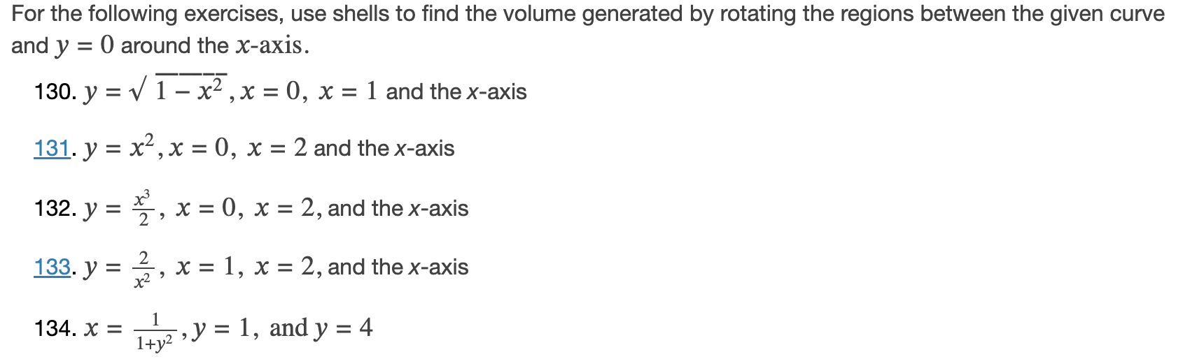 Solved For the following exercises, use shells to find the | Chegg.com