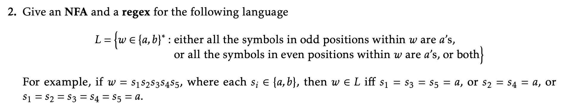 Solved 2. Give an NFA and a regex for the following language | Chegg.com