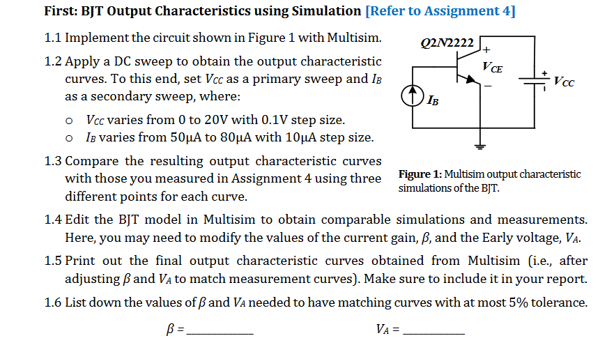 First: BJT Output Characteristics using Simulation | Chegg.com