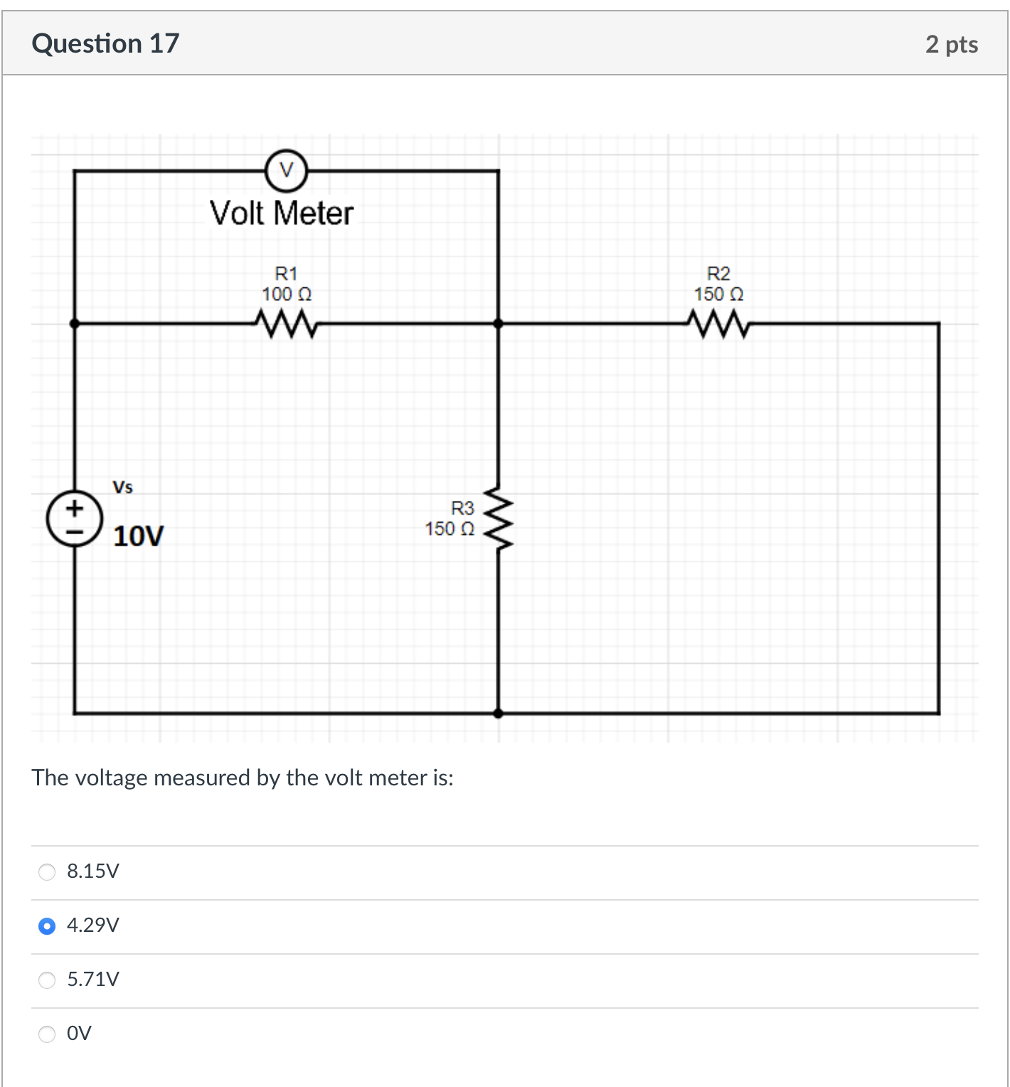 Solved Question 17 The voltage measured by the volt meter | Chegg.com