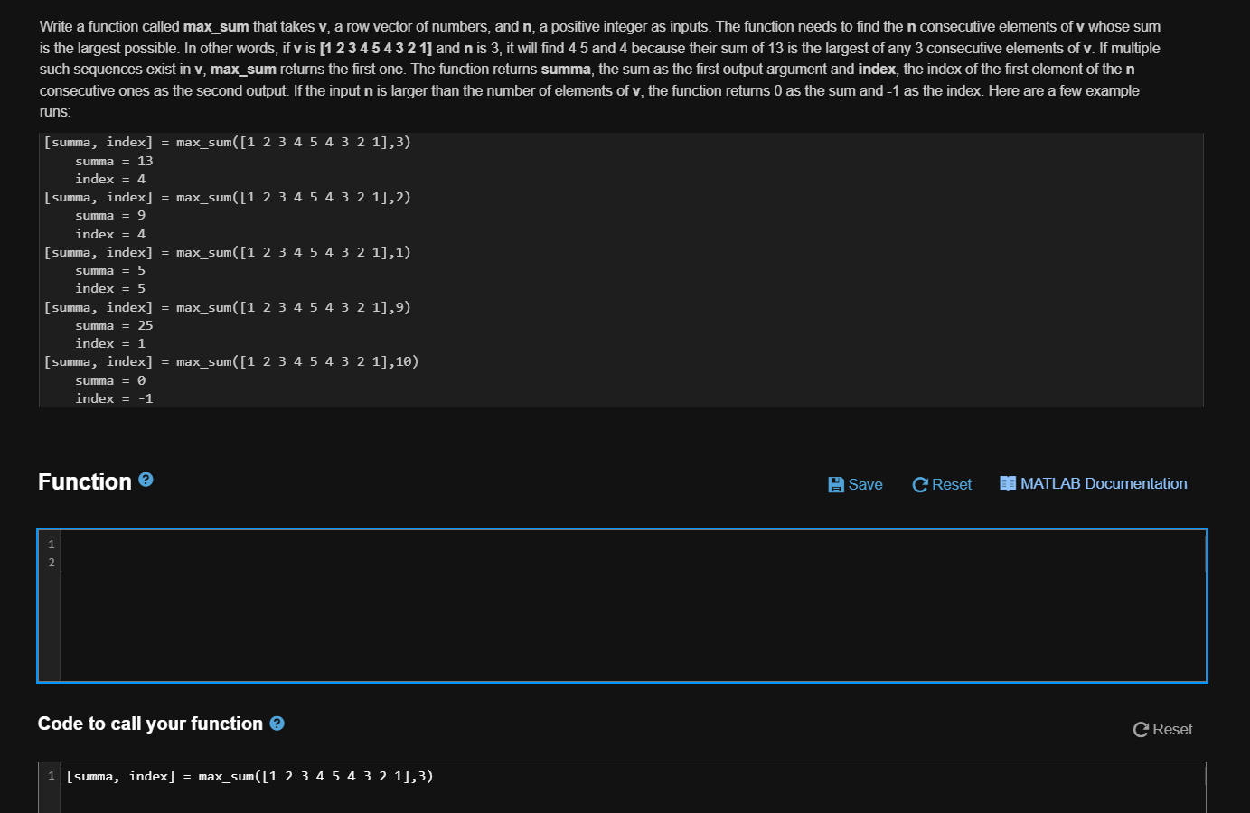 Solved Write a function called max_sum that takes v, a row | Chegg.com