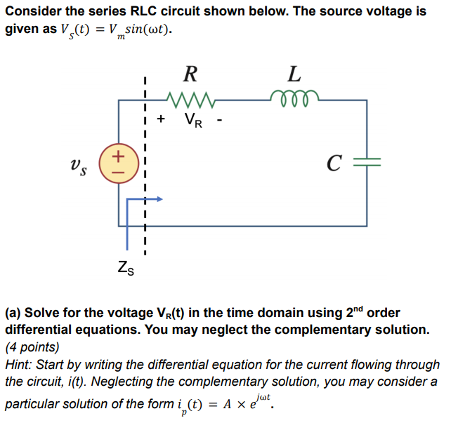Solved Consider the series RLC circuit shown below. The | Chegg.com