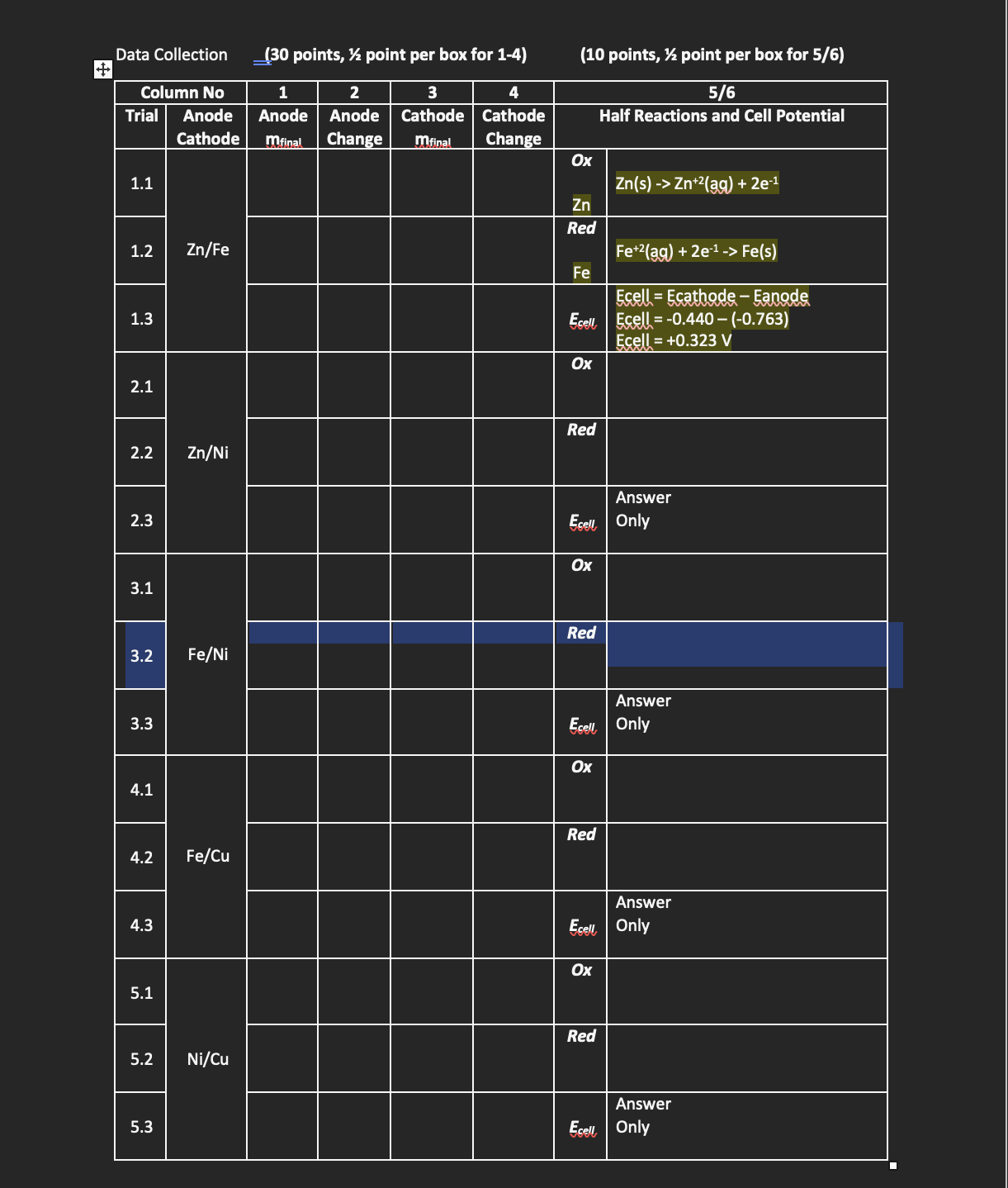 \r\nData Collection (30 points, \\( 1 / 2 \\) point | Chegg.com