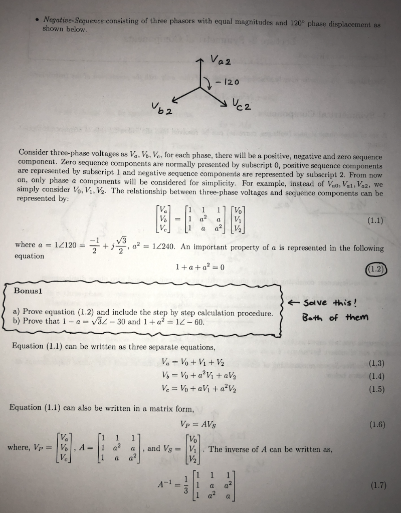 Solved . Negative-Sequence:consisting of three phasors with | Chegg.com