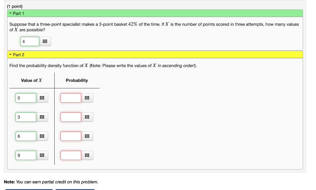 Solved (1 point) Part 1 Suppose that a three-point | Chegg.com