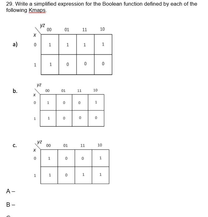 Solved 29 Write A Simplified Expression For The Boolean