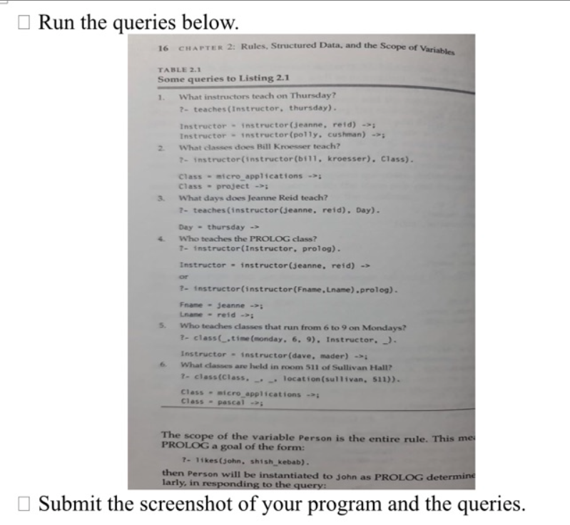 Solved TABLE 2.1 Some queries to Listing 2.1 1. What | Chegg.com