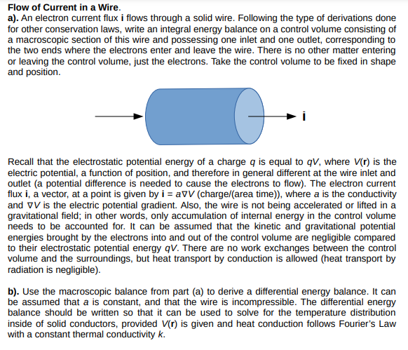 Solved Flow of Current in a Wire. a). An electron current | Chegg.com