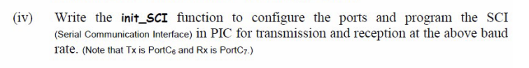 iv) Write the init_SCI function to configure the | Chegg.com