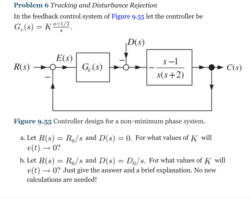 Solved Problem 6 Tracking and Disturbance Rejection In the | Chegg.com