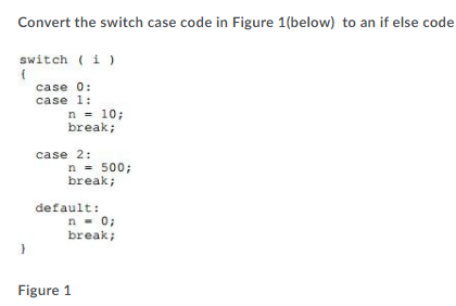 Solved Convert the switch case code in Figure 1(below) to an | Chegg.com