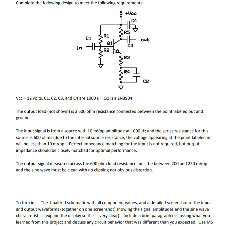 Complete the following design to meet the | Chegg.com