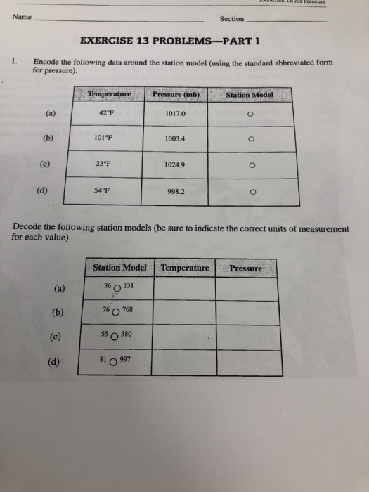 Solved Name Section EXERCISE 13 PROBLEMS-PART I 1. Encode | Chegg.com