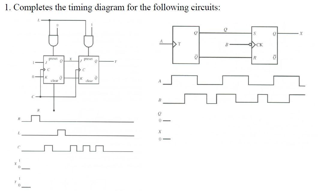 Solved 1. Completes the timing diagram for the following | Chegg.com