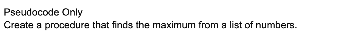 Solved Pseudocode Only Create a procedure that finds the | Chegg.com