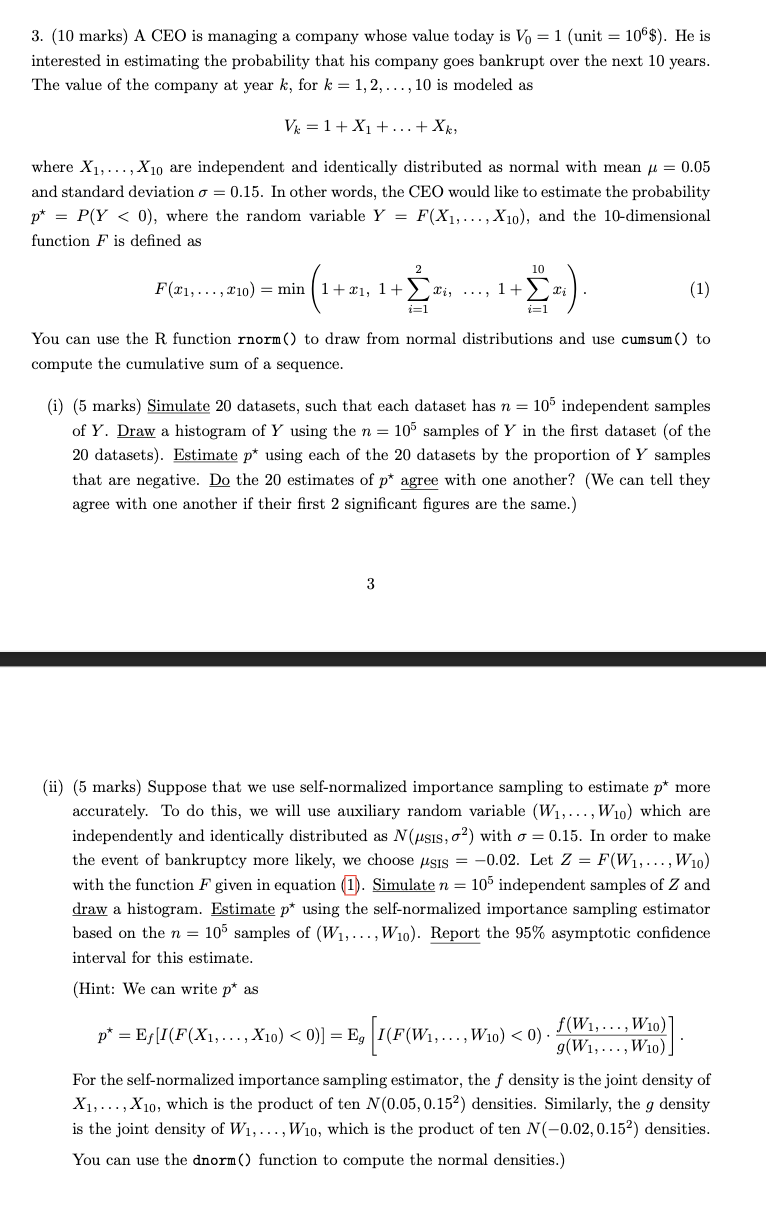 Solved 3. (10 marks) A CEO is managing a company whose value | Chegg.com