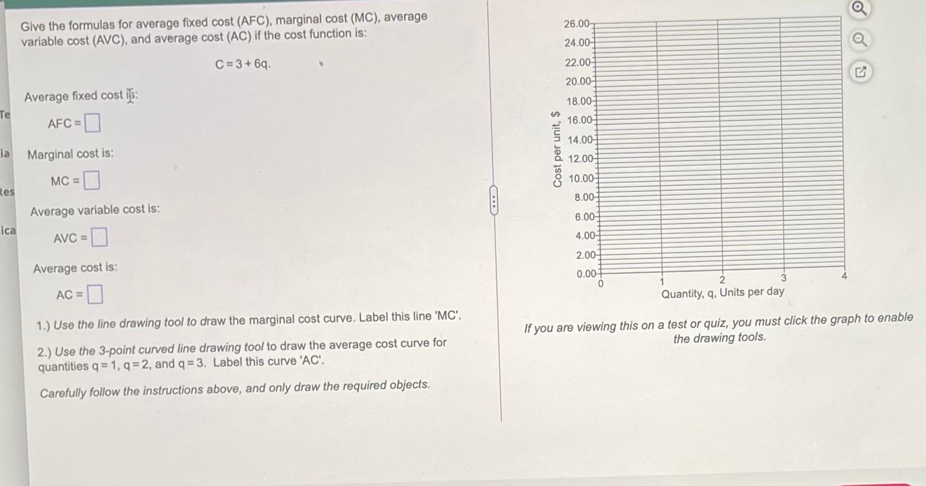 Solved 26.00 Glve the formulas for average fixed cost (AFC), | Chegg.com