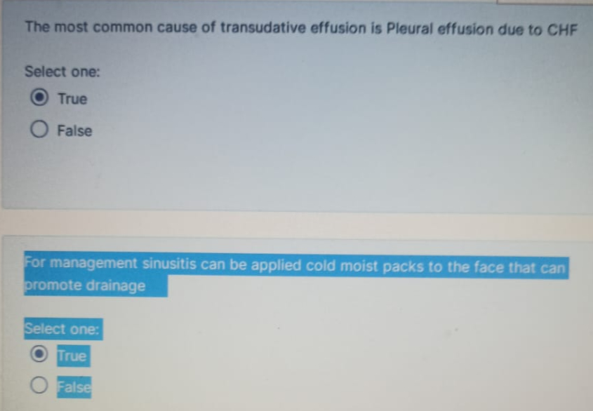 Solved The most common cause of transudative effusion is | Chegg.com