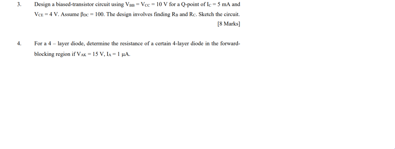 Solved 3. Design a biased-transistor circuit using VBB = Vcc | Chegg.com