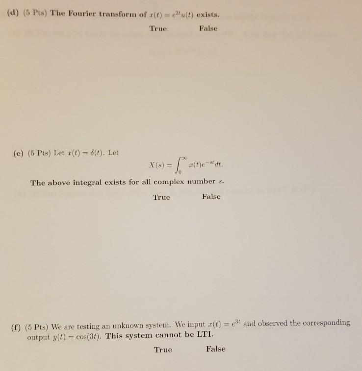 Solved Problem 1 (30 Pts) True/False Only Questions | Chegg.com