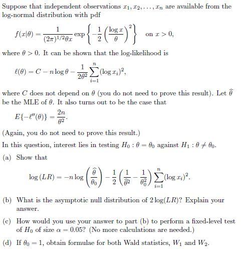 Suppose that independent observations x1,x2,…,xn are | Chegg.com