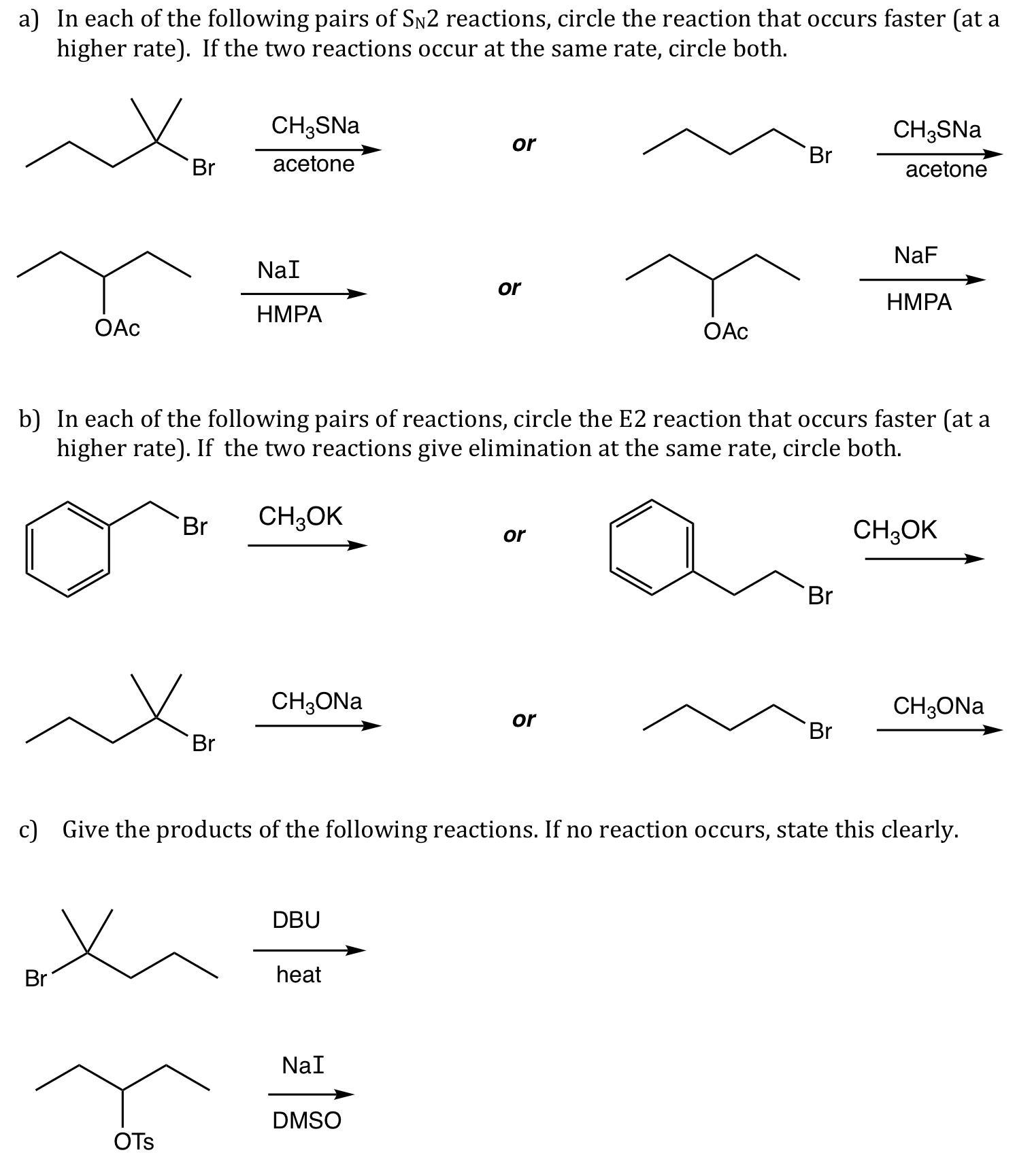 Solved a) In each of the following pairs of Sn2 reactions, | Chegg.com