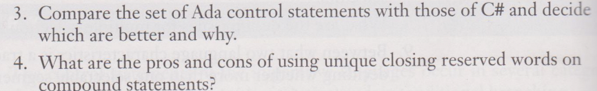 Solved 3. Compare the set of Ada control statements with | Chegg.com