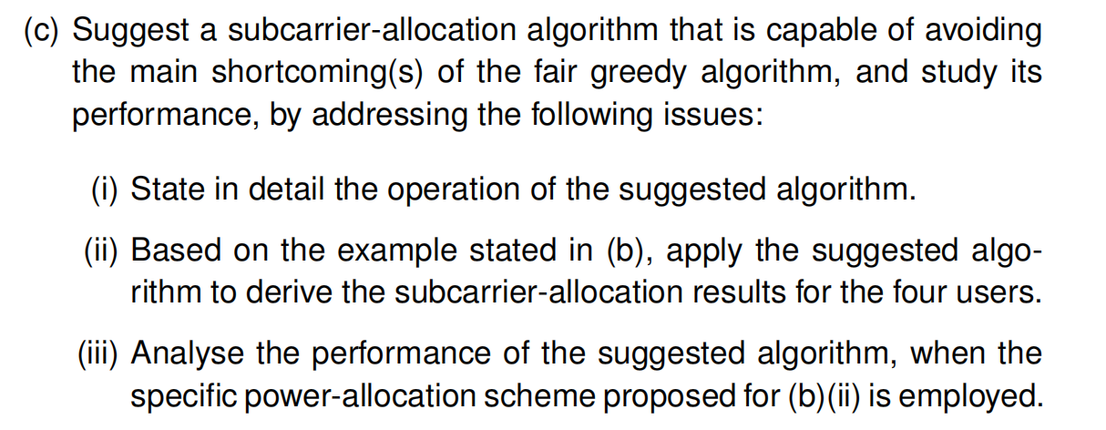 Solved C Suggest A Subcarrier Allocation Algorithm That Is 5233
