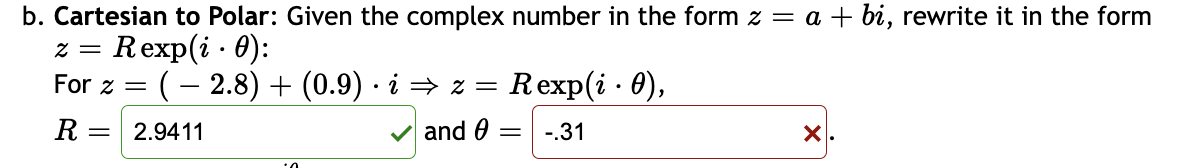 Solved b. Cartesian to Polar: Given the complex number in | Chegg.com