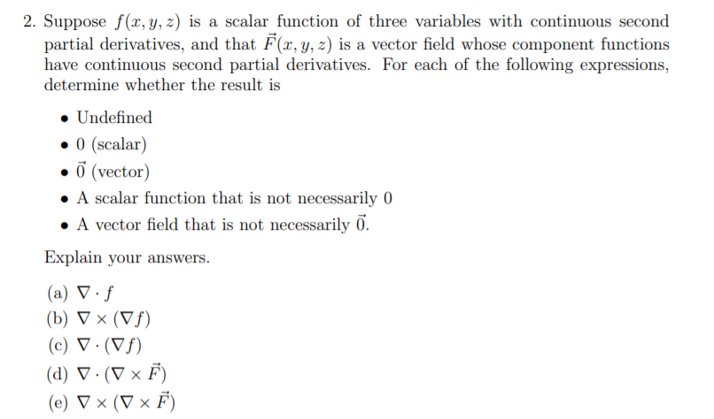 Solved 2. Suppose f(x, y, z) is a scalar function of three | Chegg.com