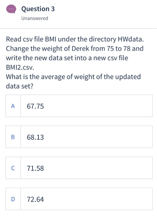 Solved Read cvs file BMI (pictured) under the directory | Chegg.com