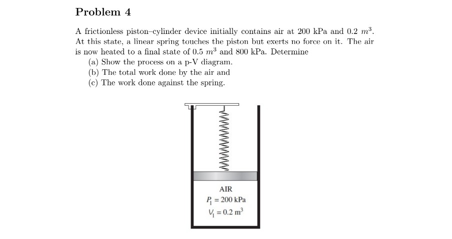 Solved A frictionless piston-cylinder device initially | Chegg.com