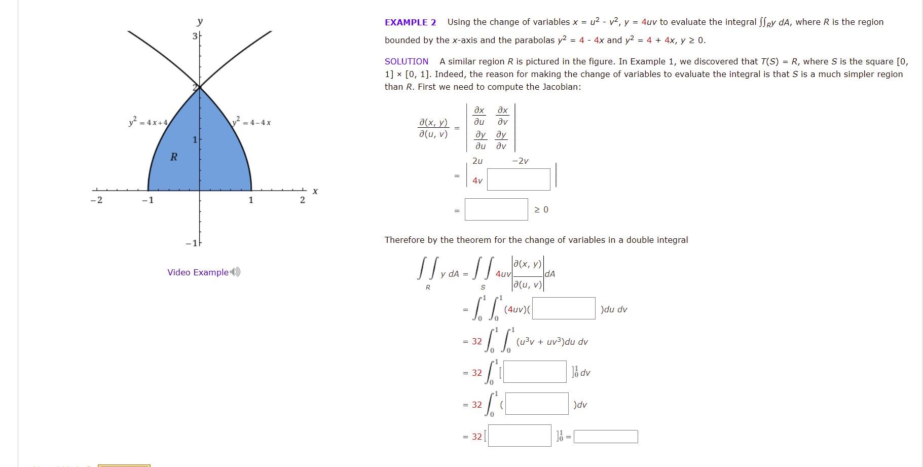 Solved EXAMPLE 2 Using the change of variables x = u2 - v2, | Chegg.com