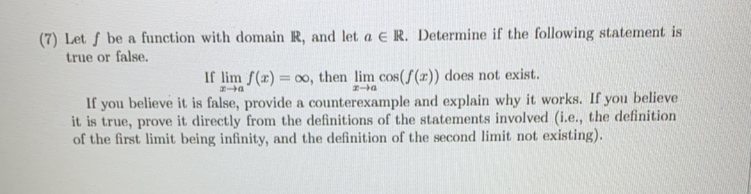 Solved (7) Let S be a function with domain R, and let a E R. | Chegg.com