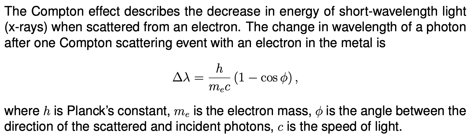 Solved The Compton effect describes the decrease in energy | Chegg.com