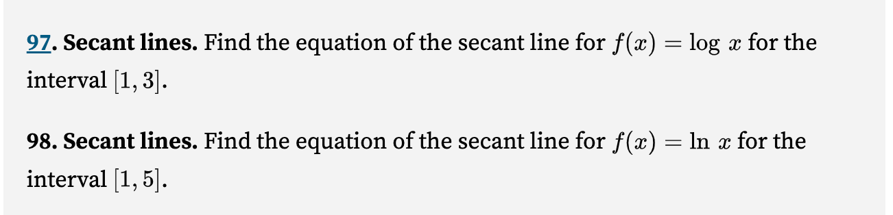 Solved 97. Secant lines. Find the equation of the secant | Chegg.com